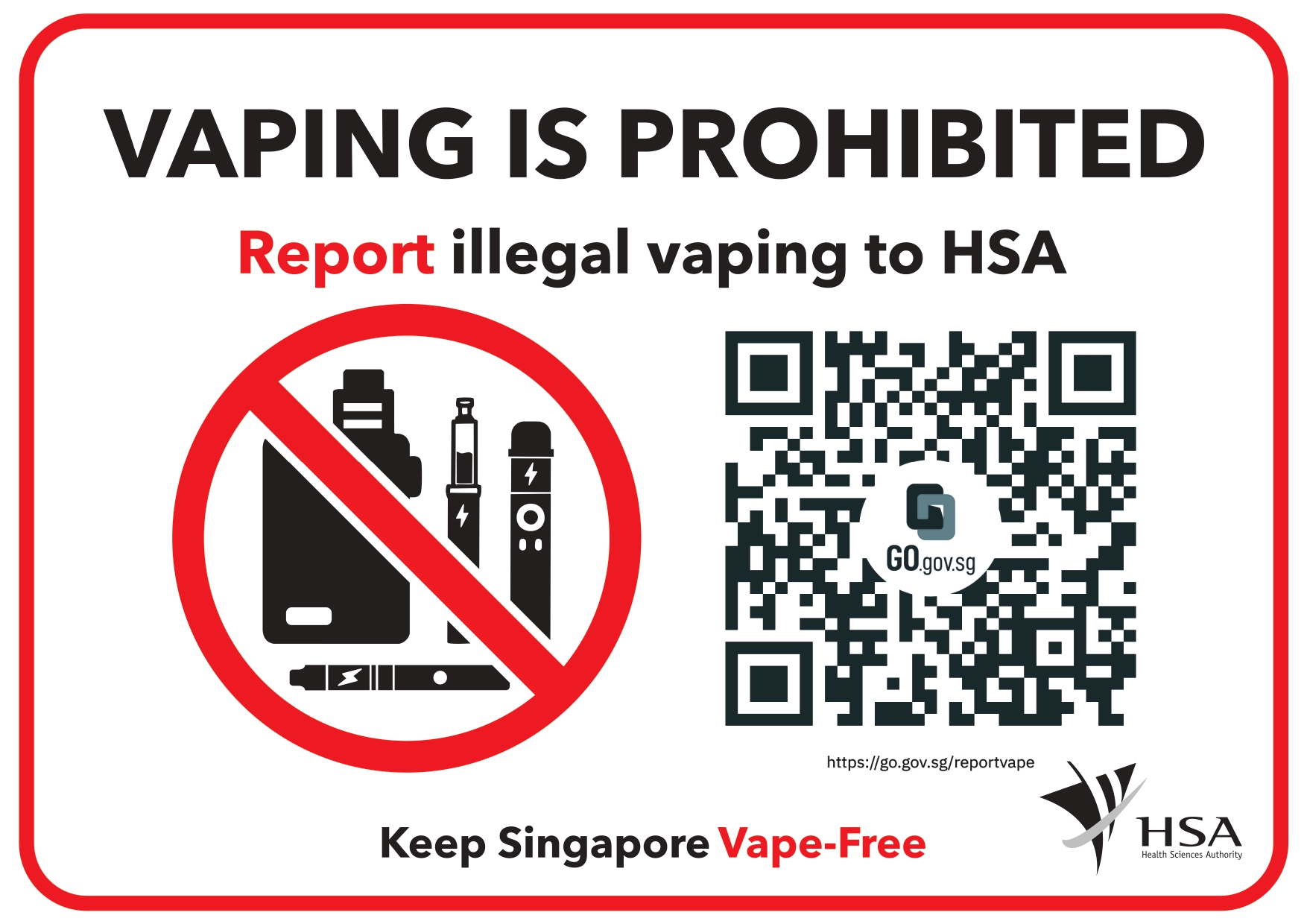 HSA-SNBA Collaboration: ‘No Vaping’ Signage at Premises - Singapore Nightlife Business ...